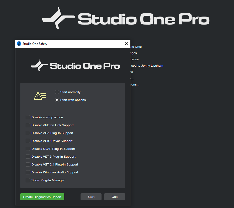 Studio One Pro 7: Startup and Recovery Options in Studio One ...