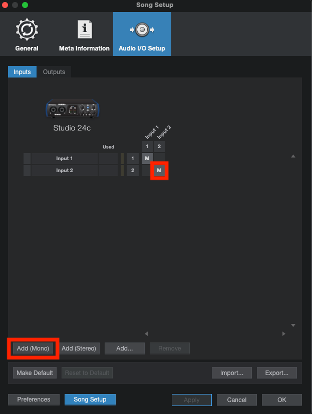 Studio 24c: Setup an Audio Track in Studio One – Knowledge Base | PreSonus
